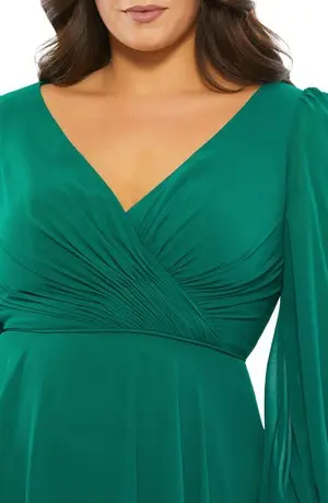 Mac Duggal Chiffon Bishop Sleeve Dress