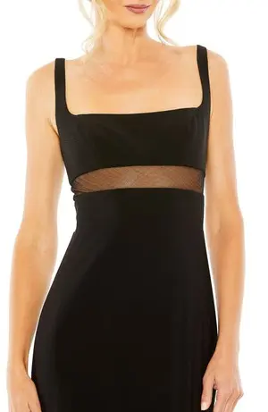 Mac Duggal Sheer Mesh Panel Column Gown