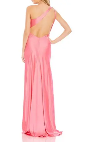 Mac Duggal Beaded Asymmetrical One-shoulder Gown