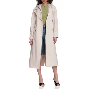 Avec Les Filles Quilted Hoodie Cotton & Nylon Trench Coat