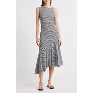 Rails Daija Seersucker Sleeveless Asymmetric Midi Dress
