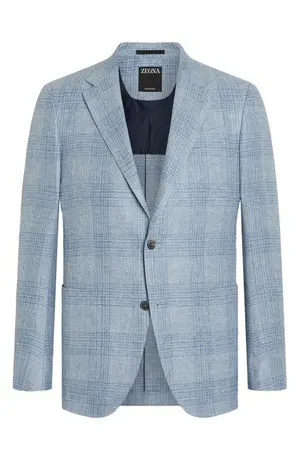 Zegna Crossover Plaid Linen Sport Coat