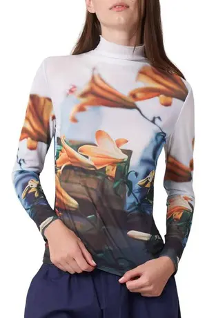 FIND ME NOW Paulie Mock Neck Top Tiger Lilies