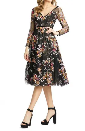 Black Floral Embroidered Dresses