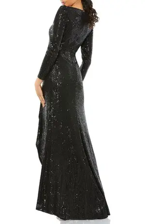 Mac Duggal Sequin Faux Wrap Gown