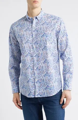 Johnston & Murphy Mosaic Print Button-up Shirt