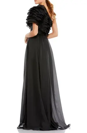Mac Duggal One-shoulder Ruffle Gown