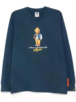 AAPE BY *A BATHING APE Graphic-print Long-sleeves T-shirt - Blue
