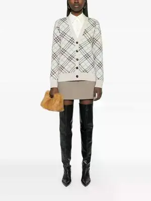 Burberry Checked Cardigan - Grey