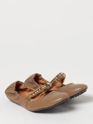 TOD'S Ballet Flats With Gold Tone Detailing - Beige