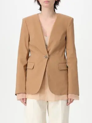 Pinko Single-breasted Jacket With Notched Lapel - Brown