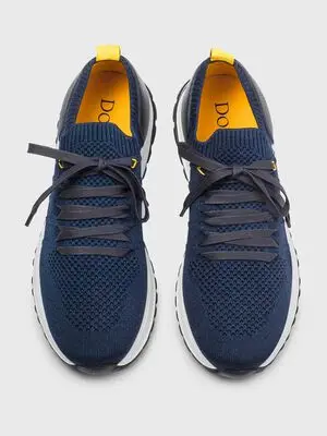 DOUCAL'S Lace-up Knit Sneakers - Blue
