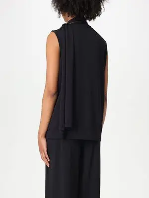 Liviana Conti Sleeveless Top With Draped Neck Detail - Black
