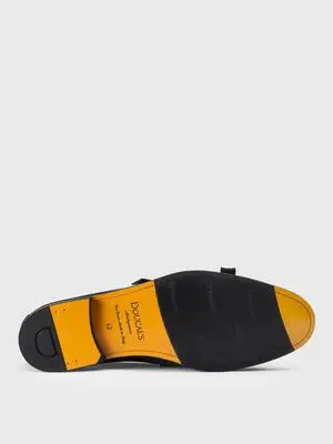 DOUCAL'S Leather Monk Strap Loafers - Black
