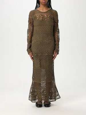 Pinko Crochet Maxi Dress - Olive