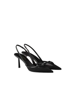 Prada Mesh Fabric Slingback Pumps - Black