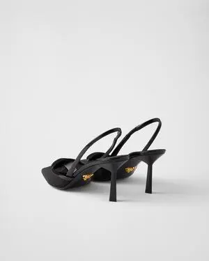 Prada Mesh Fabric Slingback Pumps - Black