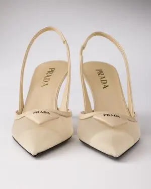 Prada Mesh Slingback Pumps - Neutral