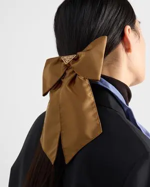 Prada Re-nylon Bow Hair Clip - Brandy
