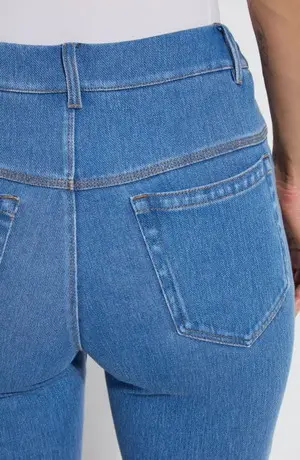 Lyssé Yori Eyelet Hem Crop Straight Leg Jeans - Bleached Blue