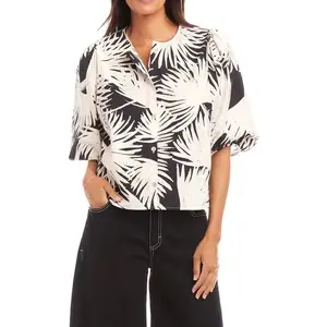 Karen Kane Palm Button-up Top