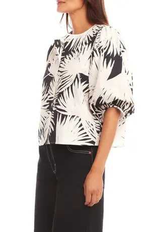 Karen Kane Palm Button-up Top