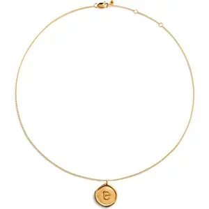 Monica Vinader Initial Stamp Pendant Necklace - 18ct Gold Vermeil E