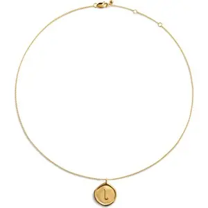 Monica Vinader Monica Vinader Initial Stamp Pendant Necklace 18ct Gold Vermeil L