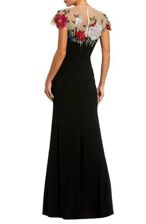 Mac Duggal Floral Embellished Fitted Gown