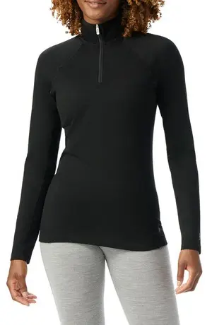 Smartwool Merino Wool Blend Quarter-zip Top - Black