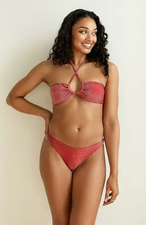 DIPPIN DAISY'S Amalfi String Tie Bandeau Bikini Top - Flame
