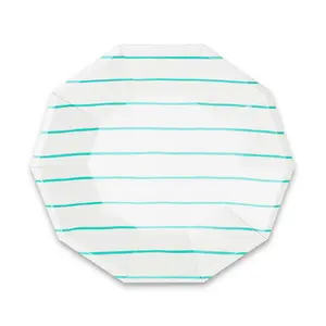 DAYDREAM SOCIETY Frenchie Striped Large Plates - Aqua