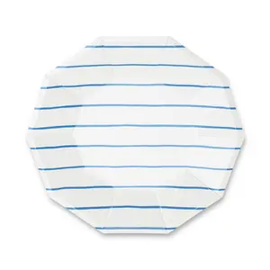DAYDREAM SOCIETY Frenchie Striped Large Plates - Cobalt