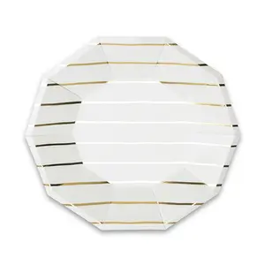 DAYDREAM SOCIETY Frenchie Striped Large Plates - Gold