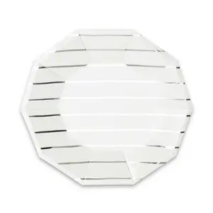 DAYDREAM SOCIETY Frenchie Striped Large Plates - Silver