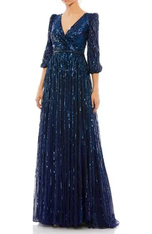 Mac Duggal Mac Duggal Sequined Tulle Gown Midnight