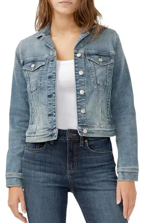 SILVER JEANS CO. Fitted Denim Trucker Jacket