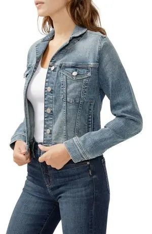SILVER JEANS CO. Fitted Denim Trucker Jacket