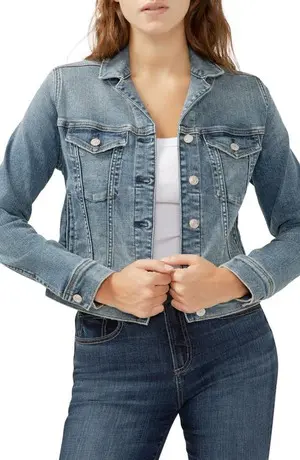 SILVER JEANS CO. Fitted Denim Trucker Jacket