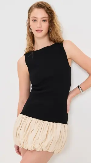 Line & Dot Cella Combination Mini Dress - Black/cream