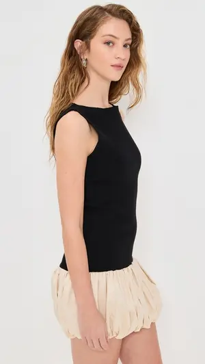 Line & Dot Cella Combination Mini Dress - Black/cream