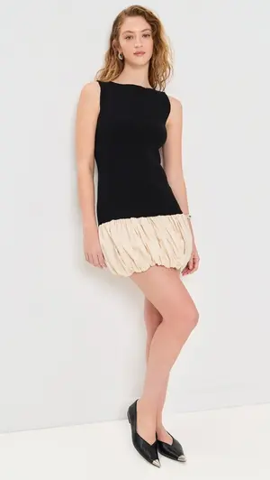 Line & Dot Cella Combination Mini Dress - Black/cream