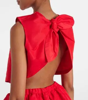 PATOU Bow-detail Open-back Faille Crop Top - Red
