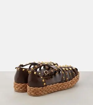 Valentino Garavani Rockstud Leather Espadrilles - Brown