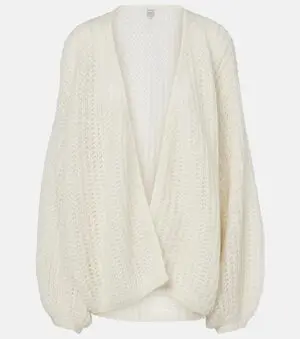TOTEME Open-Front Mohair-Blend Cardigan White