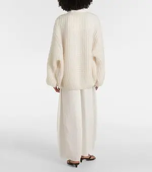 TOTEME Open-front Mohair-blend Cardigan - White