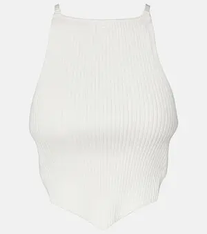 COURREGES Courrèges Ribbed-Knit Cutout Tank Top White