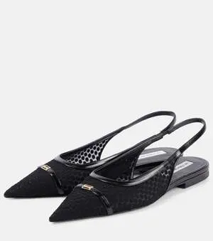 Victoria Beckham Leather-trimmed Mesh Slingback Flats