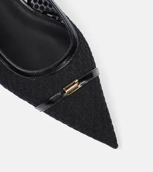Victoria Beckham Leather-trimmed Mesh Slingback Flats