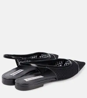 Victoria Beckham Leather-trimmed Mesh Slingback Flats